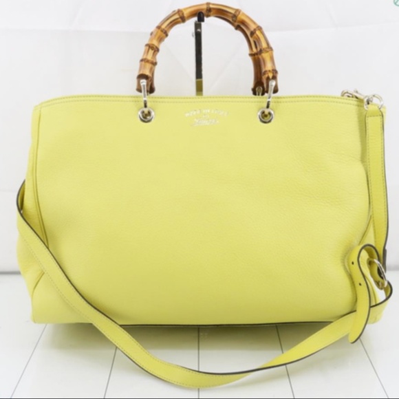 Gucci | Bags | Rare Yellow Gucci Bamboo Handle 2 Way Purse | Poshmark